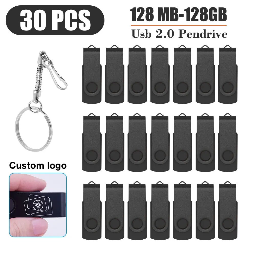 30 USB-флешек KAWEIDA 2 ГБ, черные