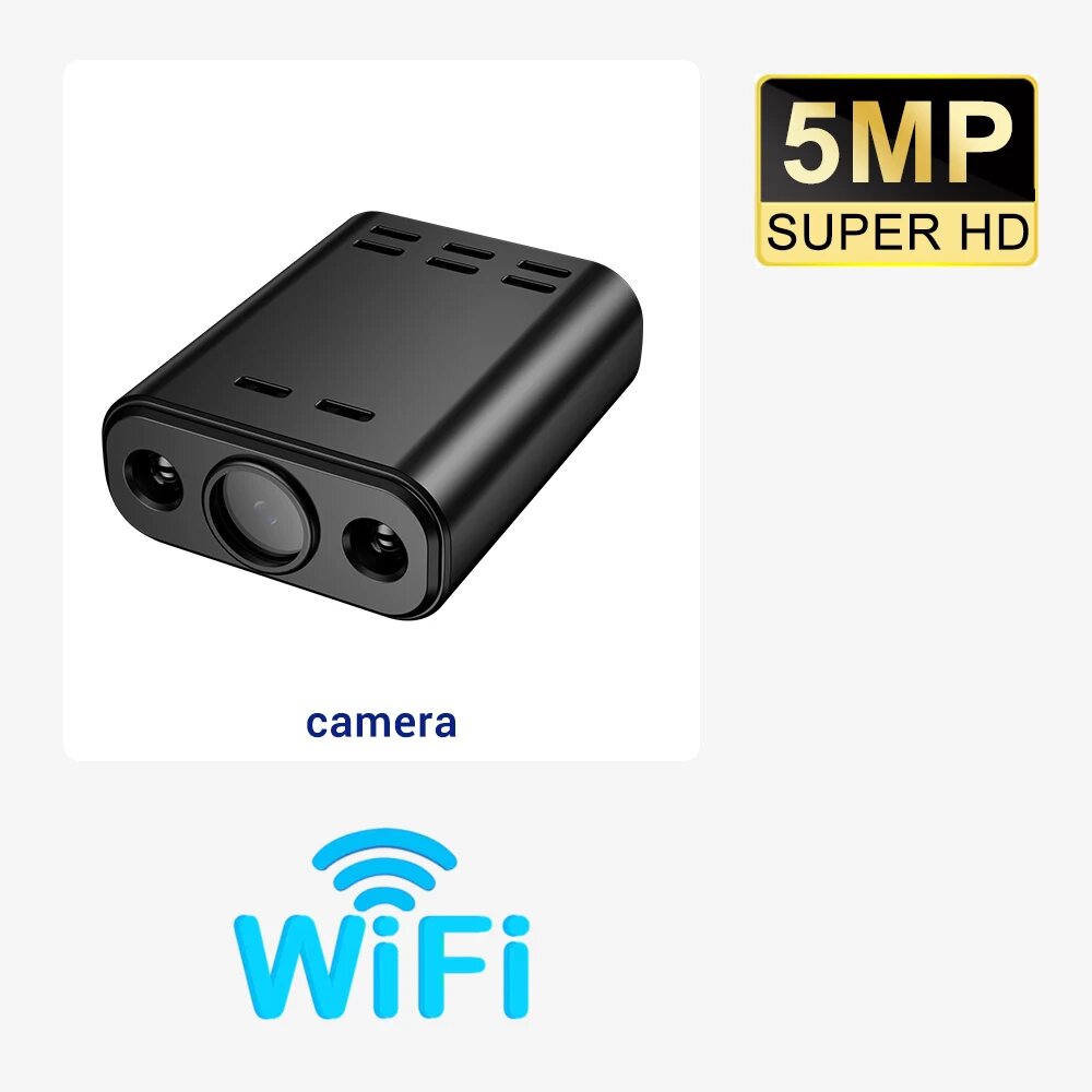 Мини-камера WIFI 5 МП HD с встроенной батареей, слежением за человеком, IP-удаленным мониторингом, камкордерами с ИК-ночным видением, портативной камерой - только камера
