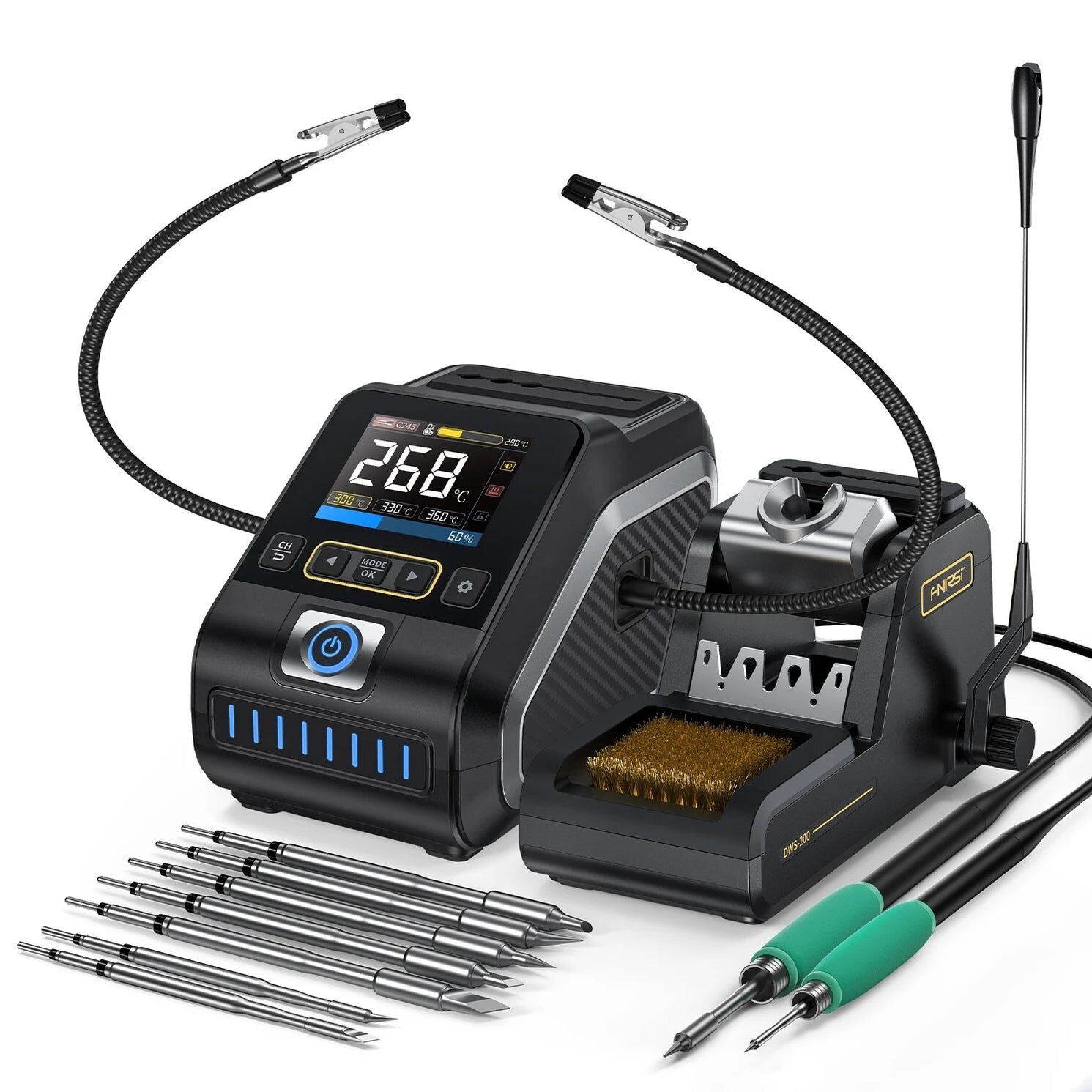 Паяльная станция Fnirsi DWS2000, 200W (в комплекте ручка F210 + F245 + 9 жал)
