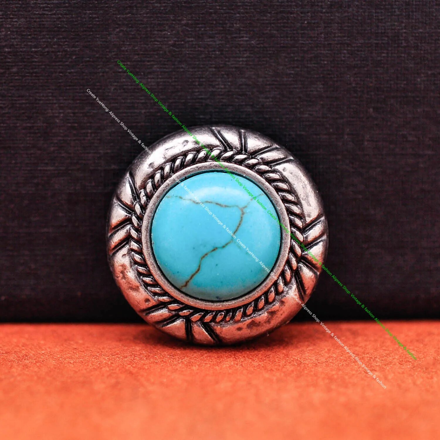 Кончо бирюзовое, металлическое, 10 шт.