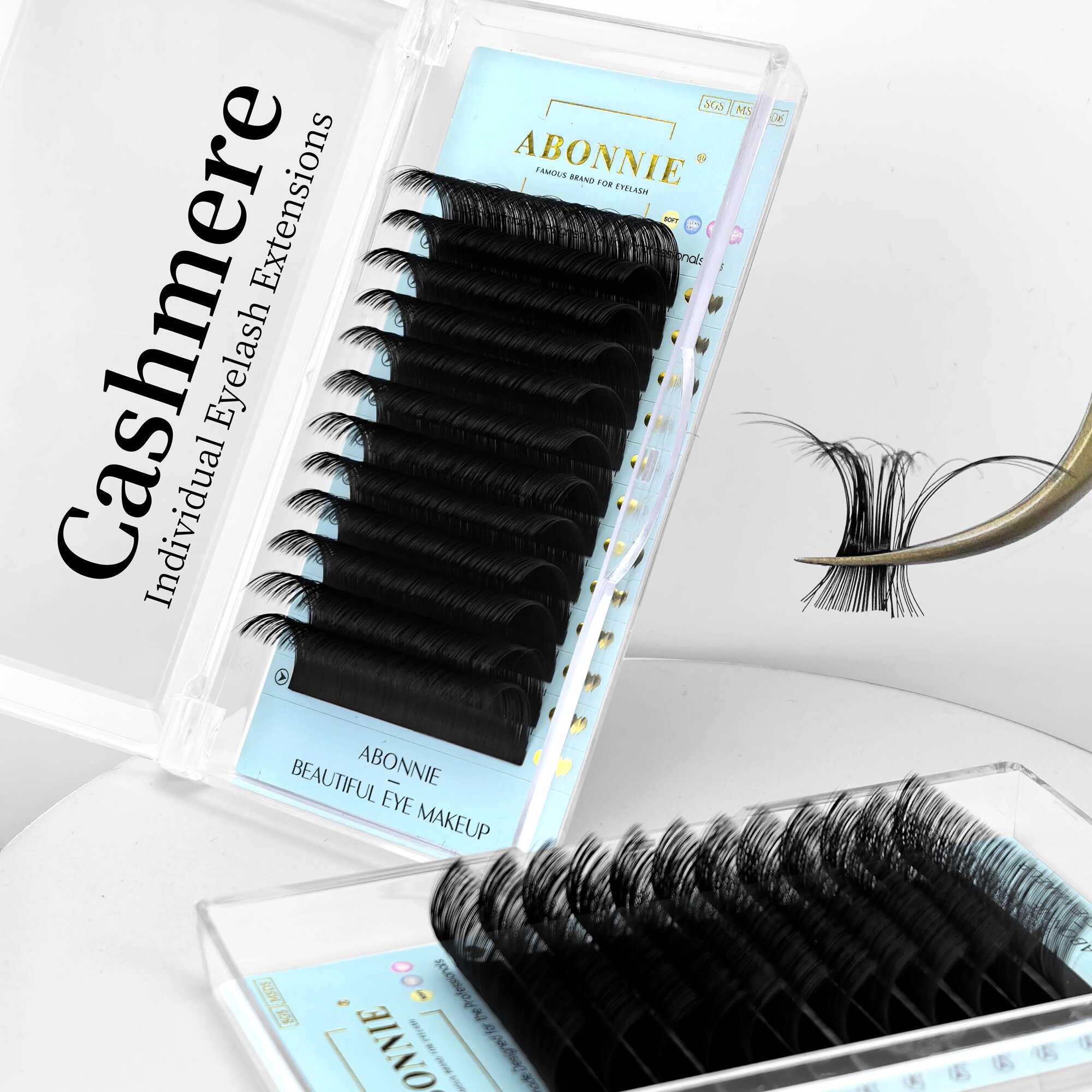 Индивидуальные накладные ресницы ABONNIE Cashmere Classic Lashes Extension матовые C, 0,03 мм, 17 мм