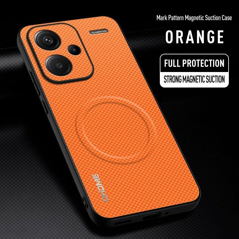 Оранжевый чехол на Xiaomi Redmi Note 13 Pro Plus с магнитом
