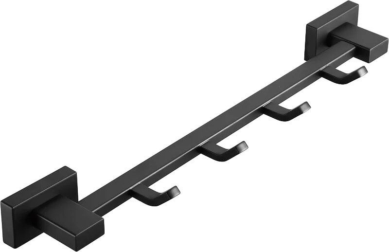 Крючок BELZ B903 B90315-4 из нержавеющей стали, 4 крючка, черный, вешалка для полотенец в ванную