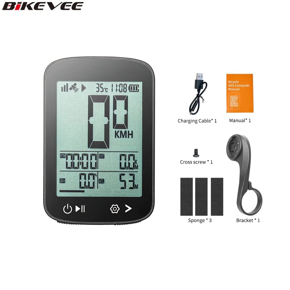 Bikevee велокомпьютер GPS, черный 3001-B