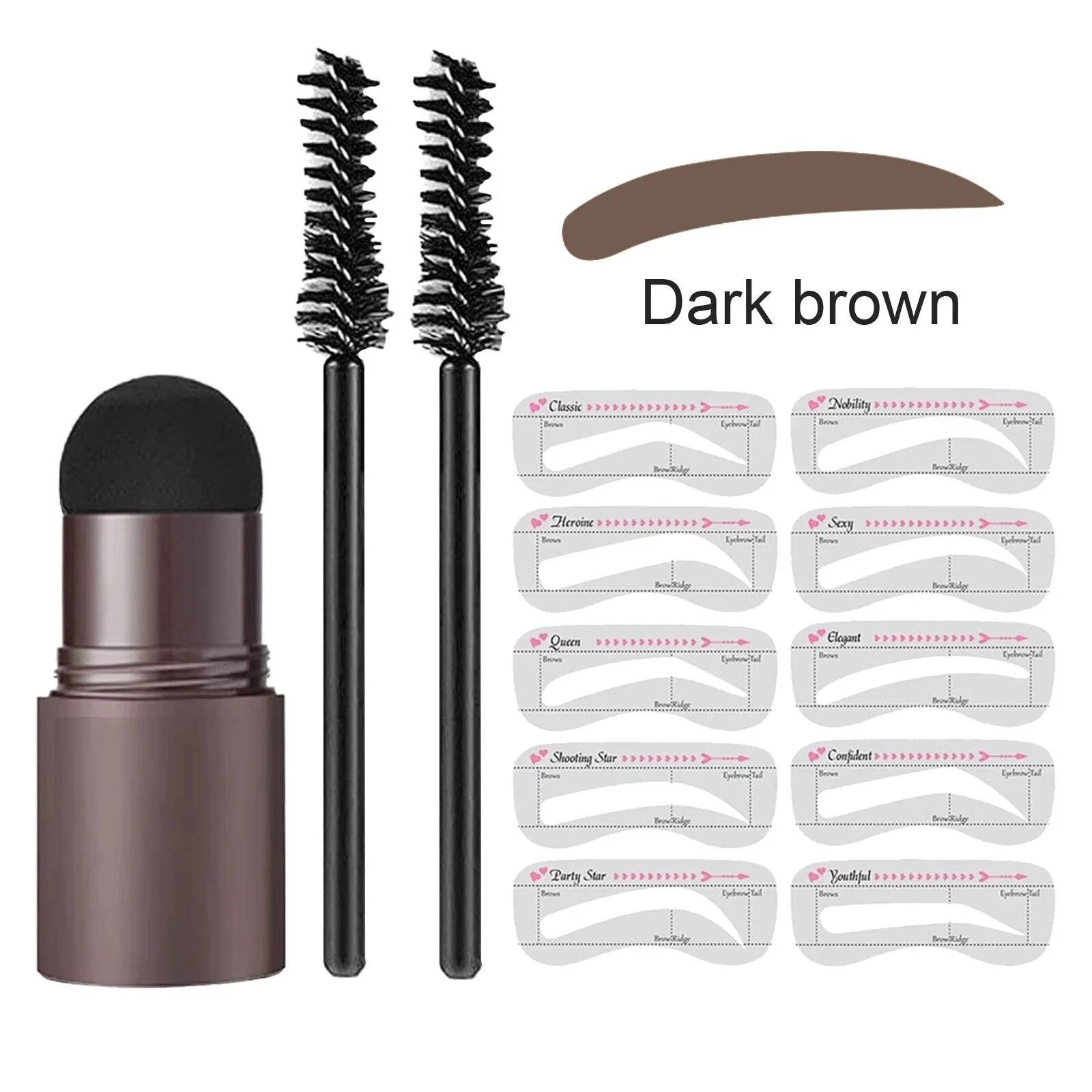 Набор для бровей Dark brown-shuang, трафареты 24 шт.