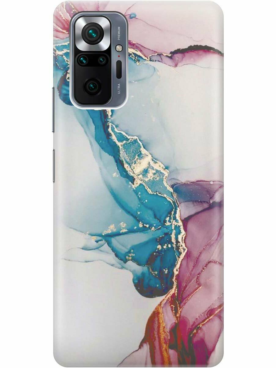 Чехол - накладка ArtColor для Xiaomi Redmi Note 10 Pro с принтом "Сине-розовый мрамор"