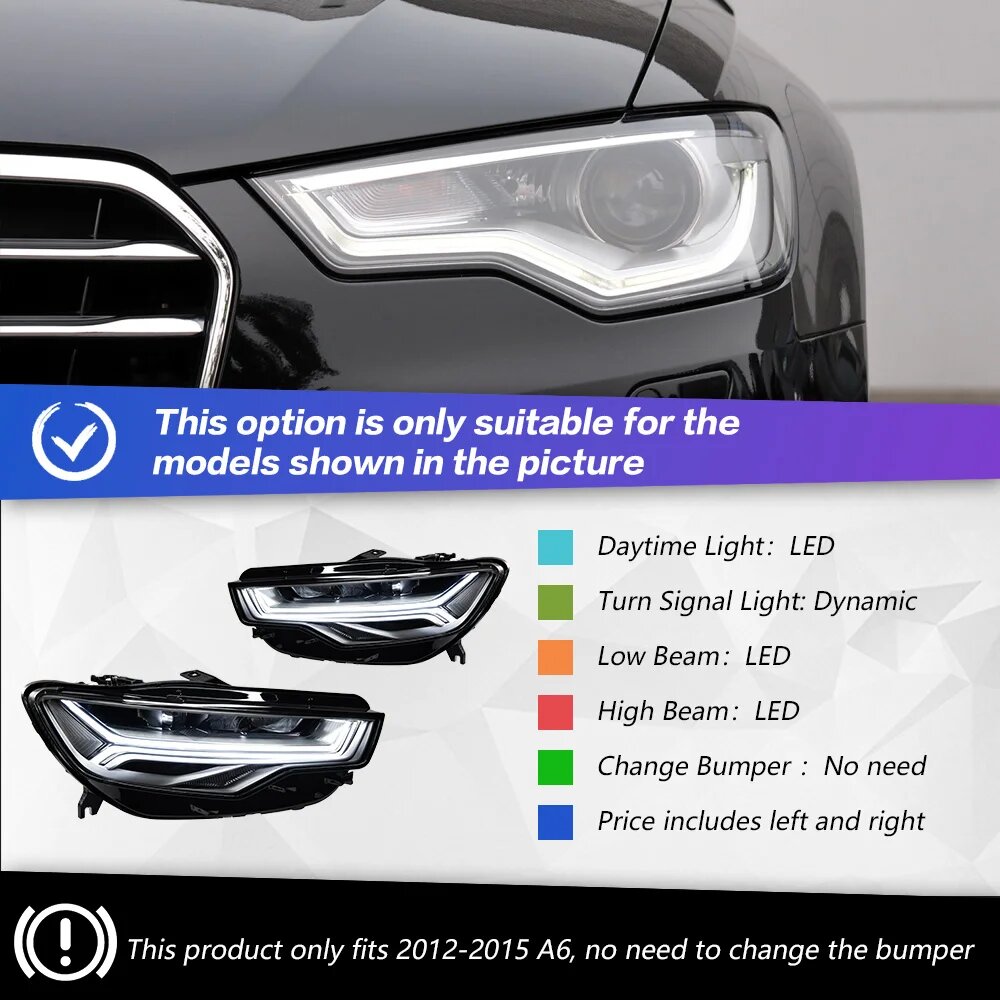 Фара для AUDI A6 2012–2018 C7 12V автомобильные товары DRL Hella Xenon Lens Hella Hid H7 LED A6 L Автомобильные аксессуары