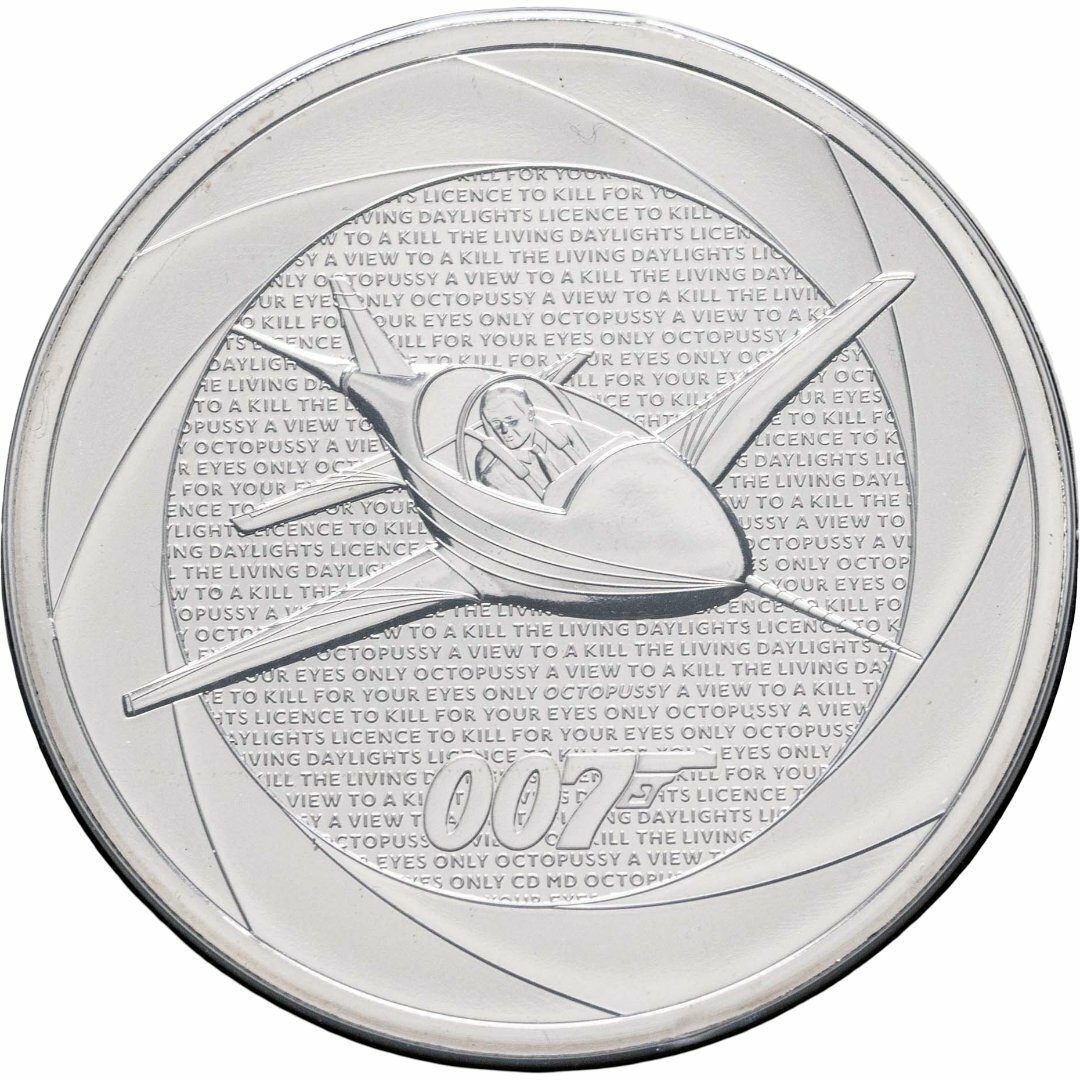 Великобритания 5 фунтов 2024 "Джеймс Бонд 007 III фильмы 1980-х", в буклете, Мельхиор медь-никель, в сохранности BUNC