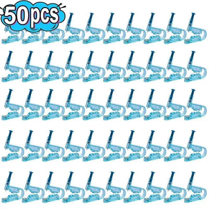 Пистолеты для пирсинга, 50pcs, лазурно-голубой, ABS+нерж. сталь