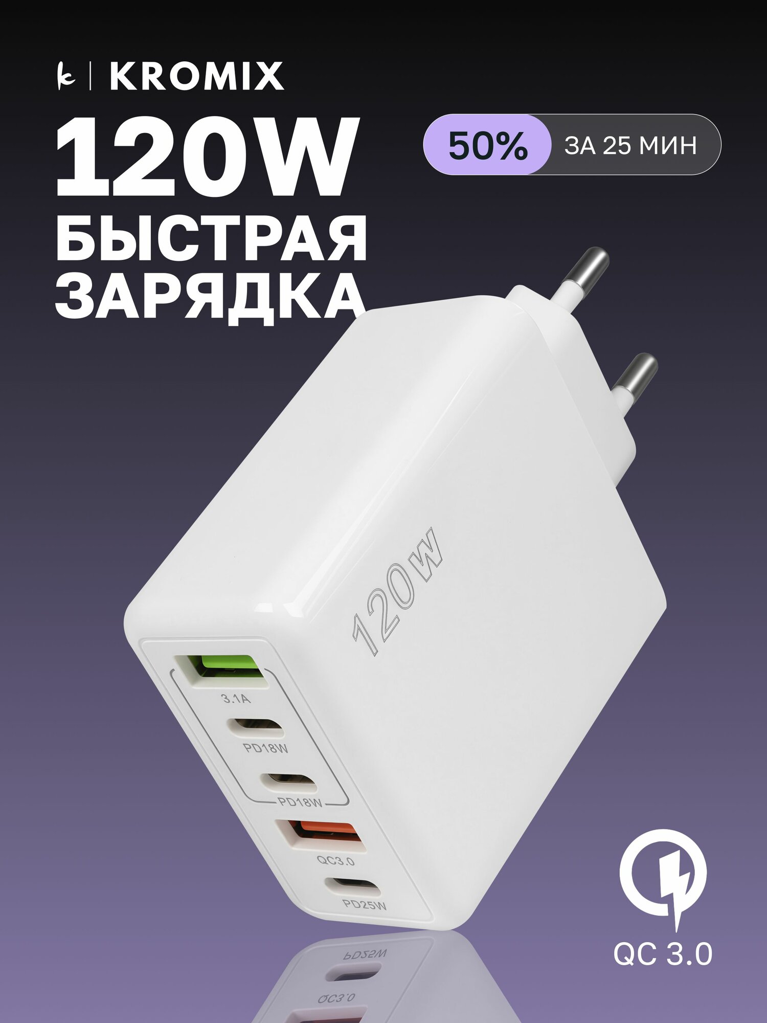 Зарядное устройство usb, блок питания type c, мощная зарядка для телефона 120w
