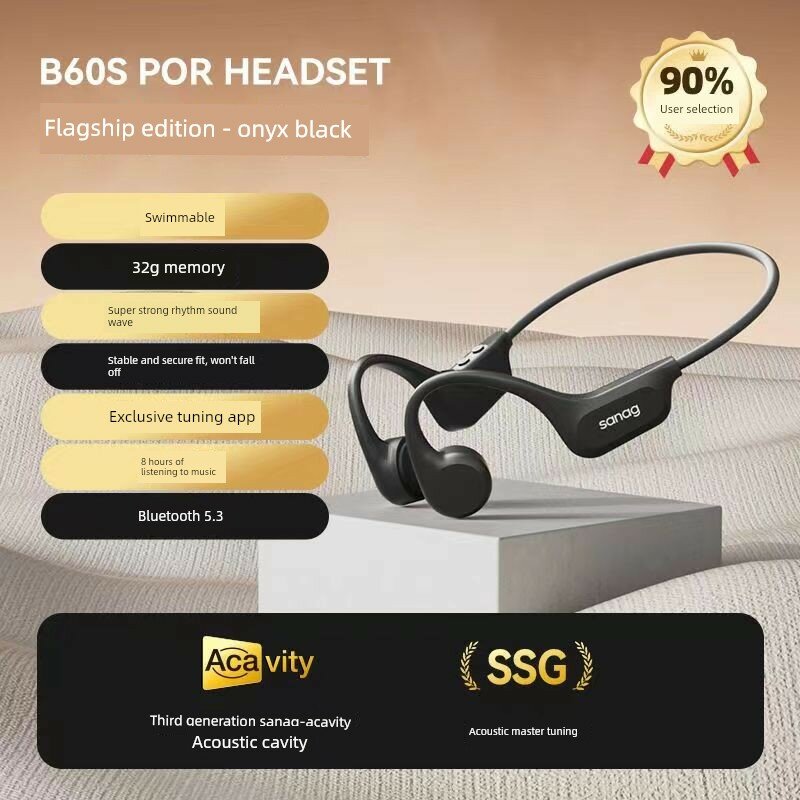 Sanag B60s Pro наушники с костной проводимостью Bluetooth, водонепроницаемые для плавания и спорта, 32 ГБ памяти,