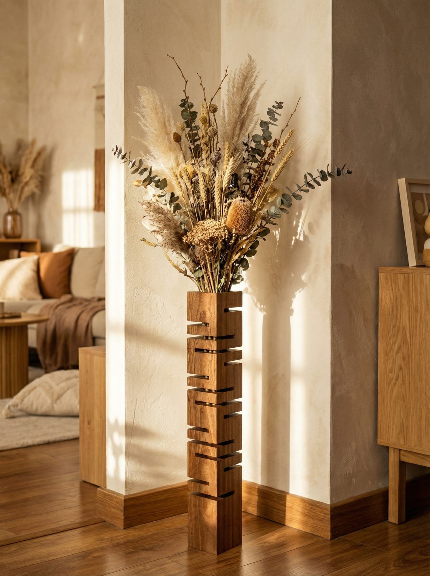 Ваза Stylish Nature, напольная, из дерева, высота 65 см, ширина 10 см