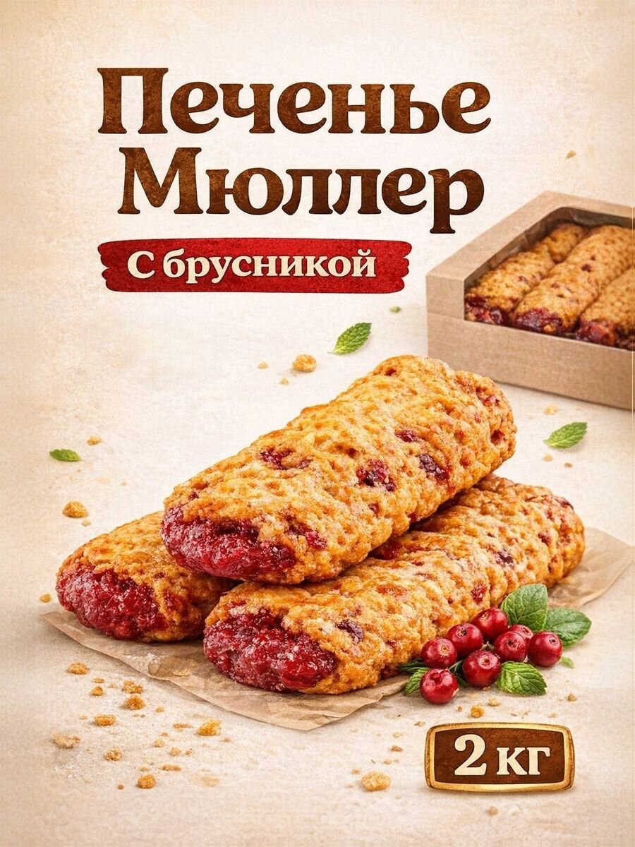 Печенье Мюллер с брусникой 2 кг