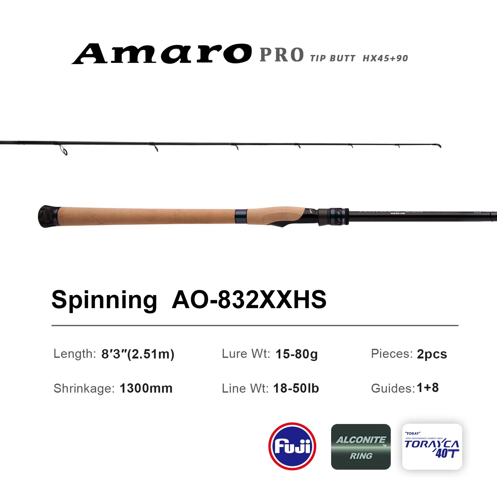 PURELURE Amaro Pro спиннинговая удочка для окуня AO-832XXHS-MF