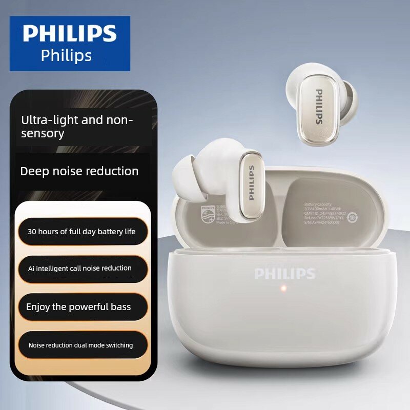 Philips TAT1420 беспроводные наушники с шумоподавлением при звонках, усиленным басом и 30-часовой автономностью