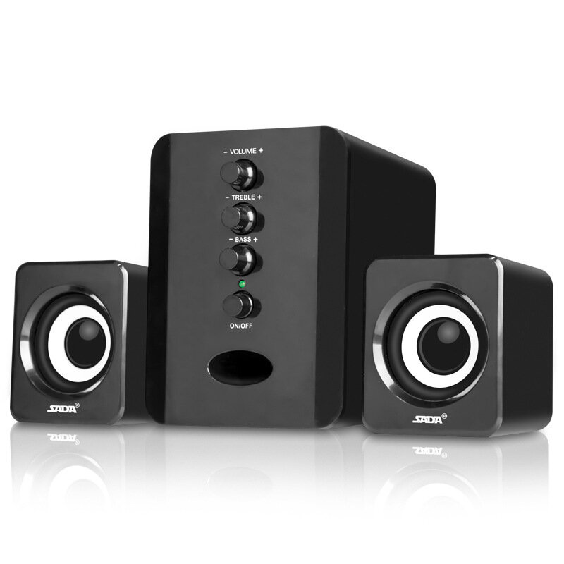 Компьютерные колонки 2.1 SADA D-202 с сабвуфером, USB-питание, вход 3.5 мм, черный цвет