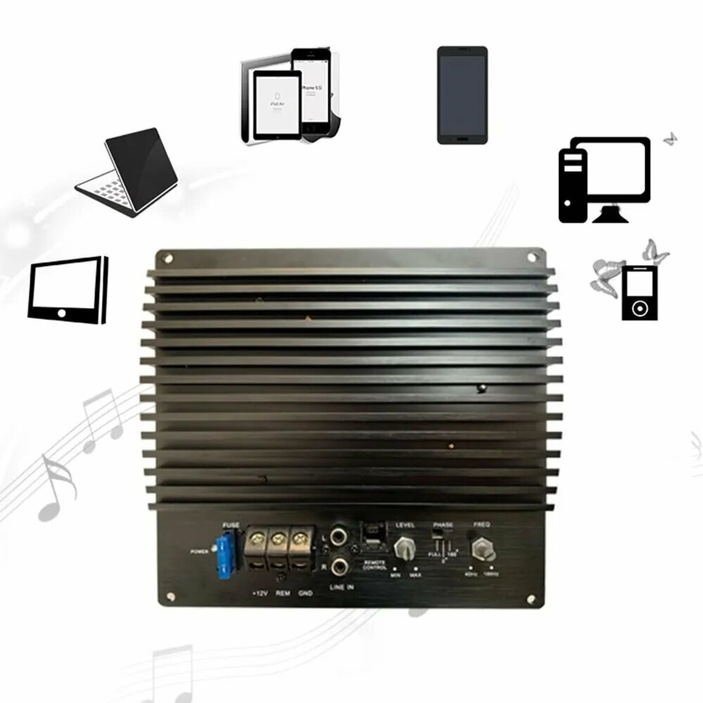 Запчасть для аудиотехники,100W мощная 12V активная специализированная плата усилителя сабвуфера