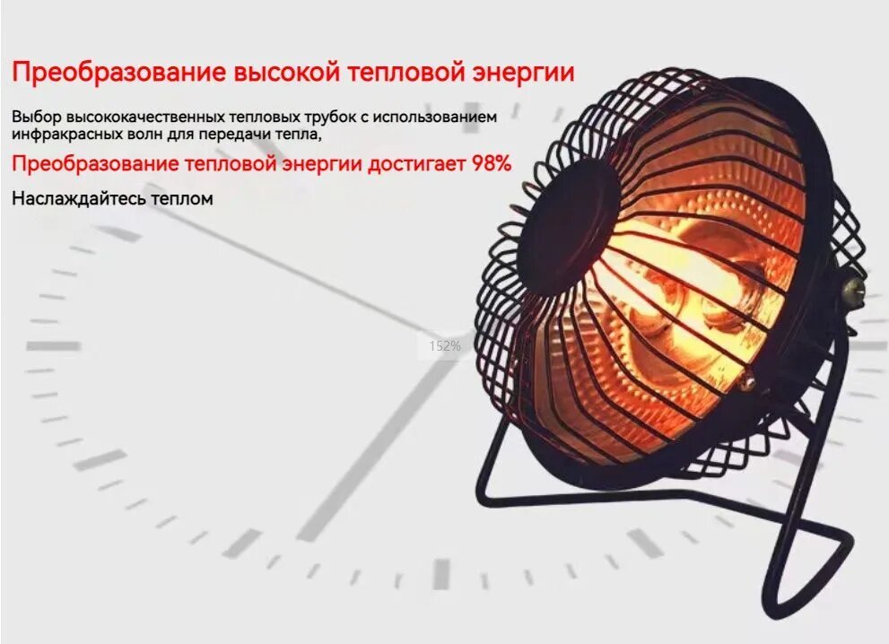 Эксклюзивный обогреватель электрический 300Вт, черный, переносной 23см*24см