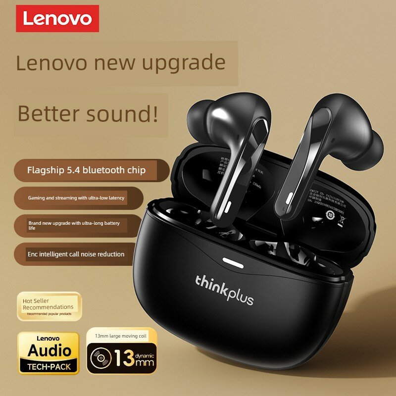Наушники беспроводные Lenovo LP5 Bluetooth 5.4 с удобной посадкой и стереозвуком 3D в цвете Воинский черный