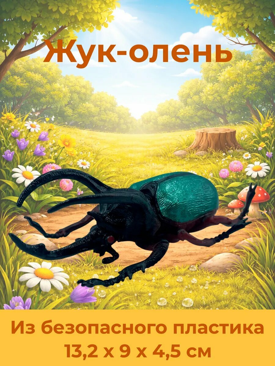 Фигурка насекомого большая "Жук-олень", 13,2 см, для всех возрастов