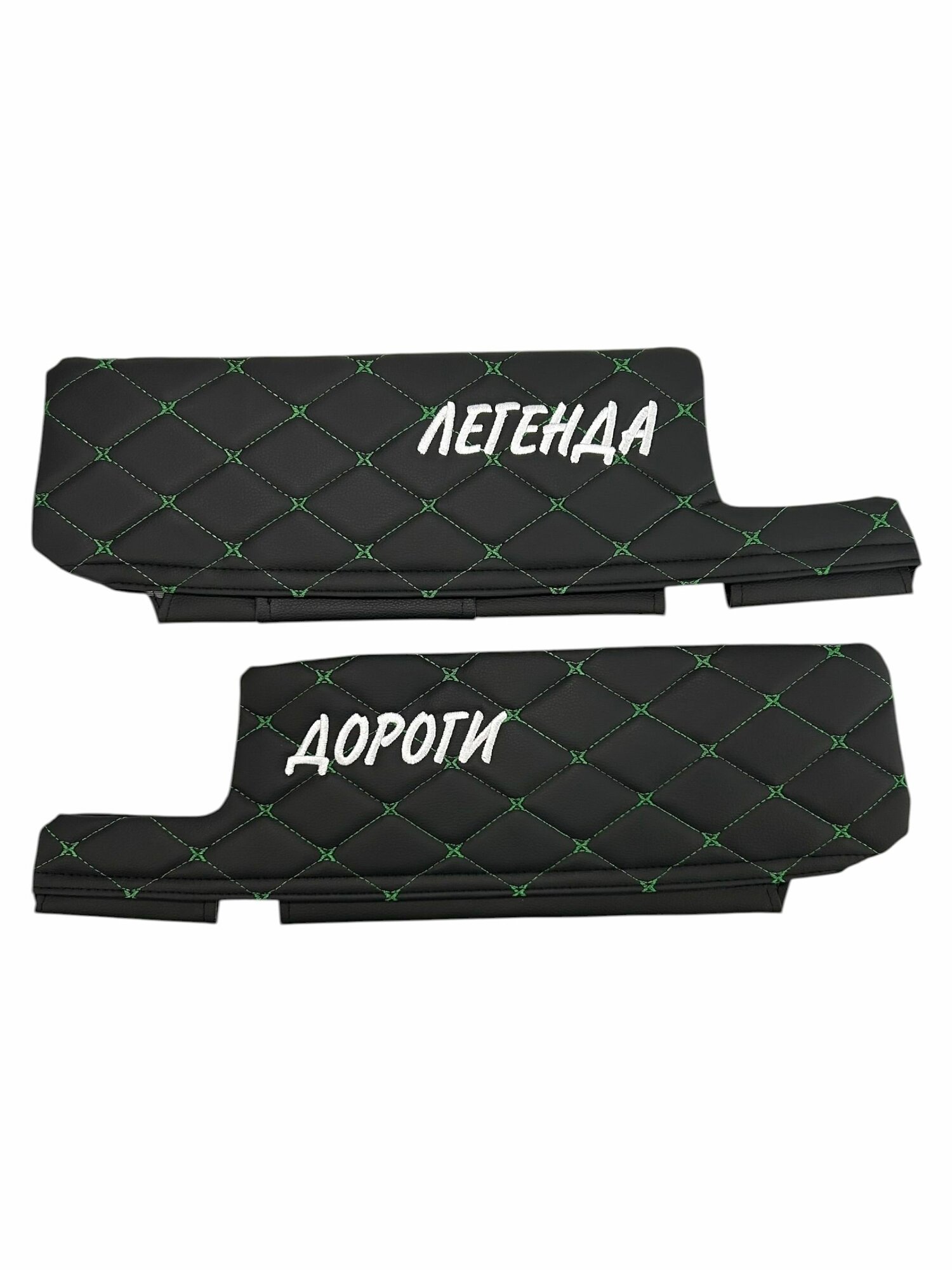 Чехлы на солнцезащитные козырьки для ВАЗ Лада 2108, 09, 099, 2113-2115 (к-т) "легенда дороги" зеленый ромб