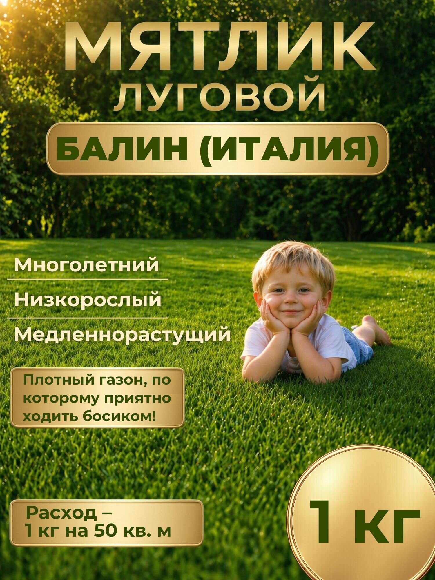 Семена Мятлика Лугового для газона 1 кг