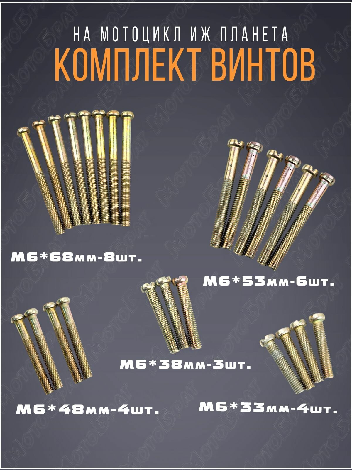 Комплект винтов на двигатель мотоцикла Иж Планета