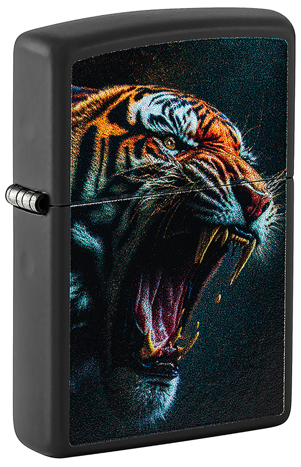 Оригинальная бензиновая зажигалка ZIPPO Tiger Roar Design с покрытием Black Matte, латунь/сталь, черная, 38x13x57 мм (не заправленная)