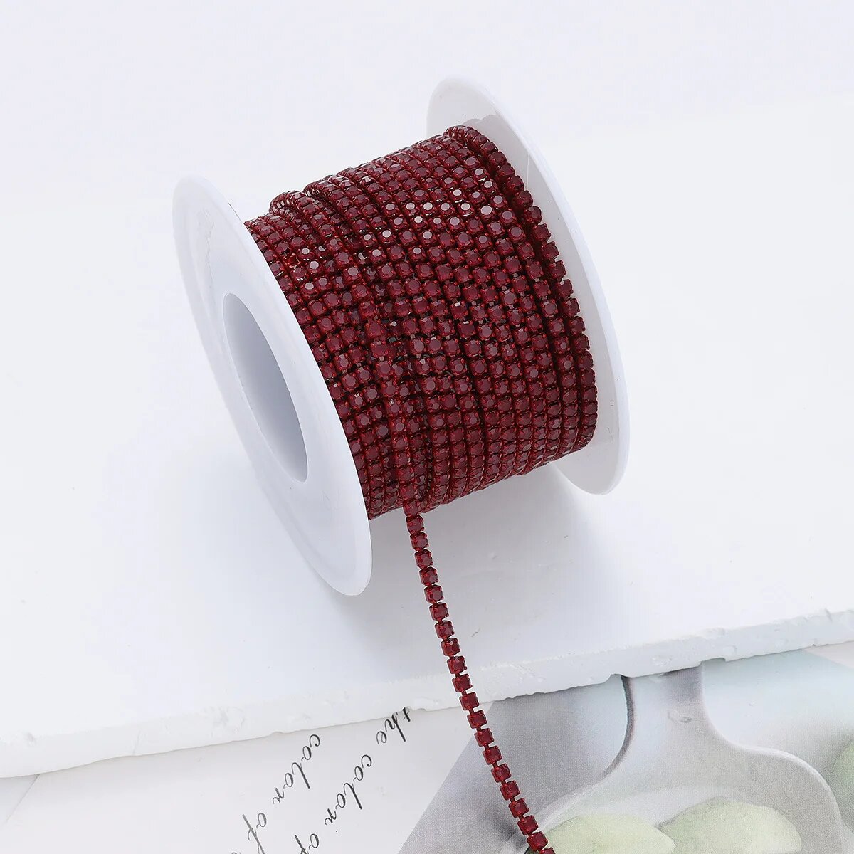 Плотный горный хрусталь CuCrystal AB плотная цепочка со 1 Yard 0.9Meter, Бордовый, Siam Mocha