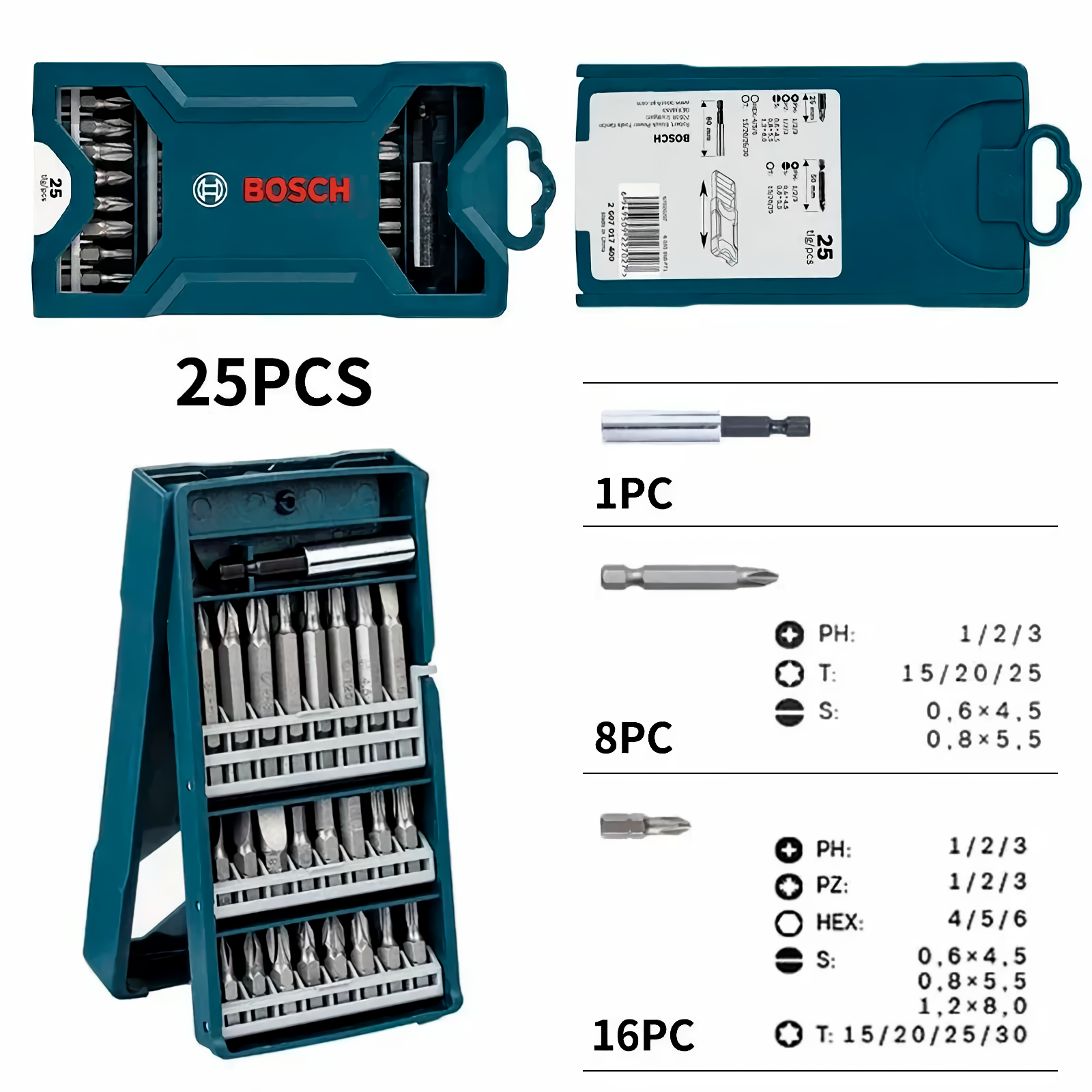Набор ручных инструментов BOSCH, 25 шт, 2 607 017 400