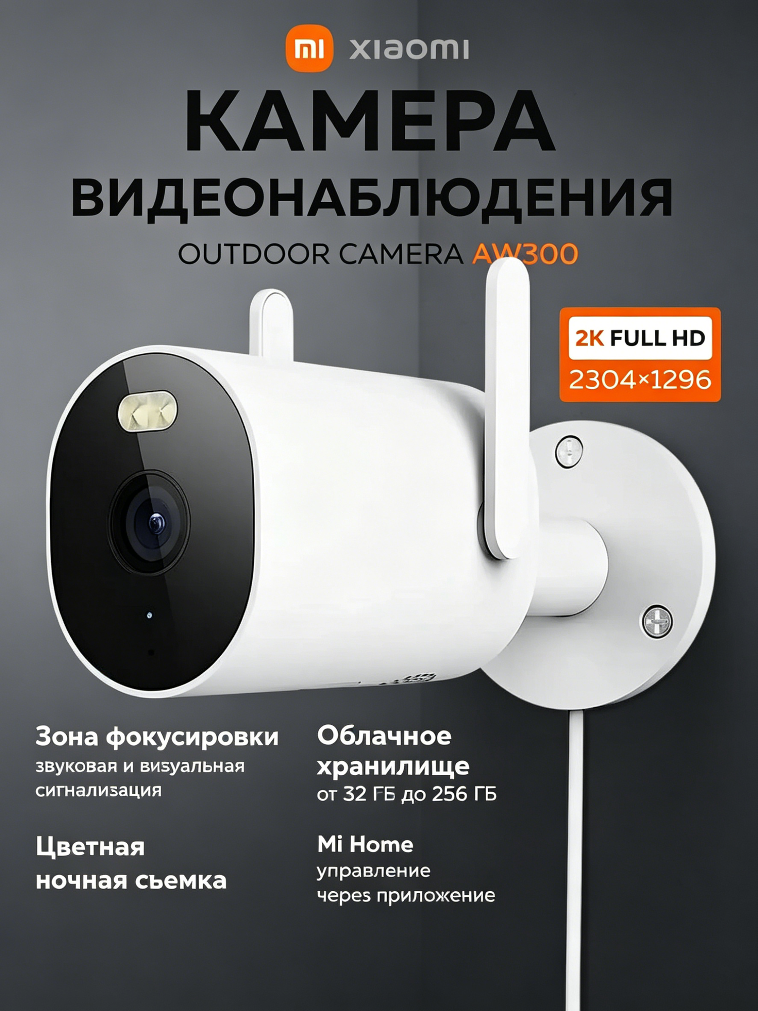 Камера видеонаблюдения Xiaomi Outdoor Camera AW300, 3Мп, инфракрасная подсветка, детектор движения