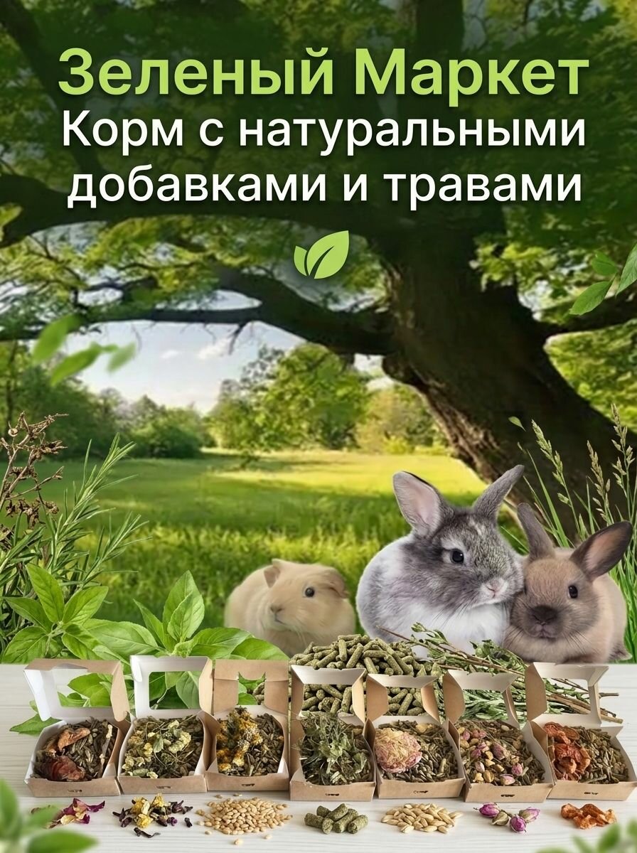 Натуральный корм для кроликов с травами и цветами