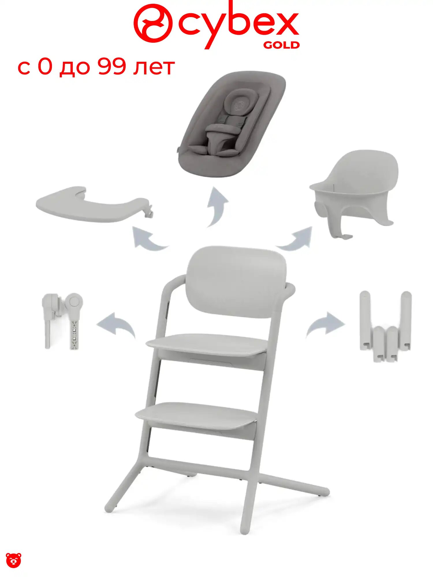 Cybex Lemo 4 в 1 (обновленная коллекция), Стульчик для кормления, Suede Grey