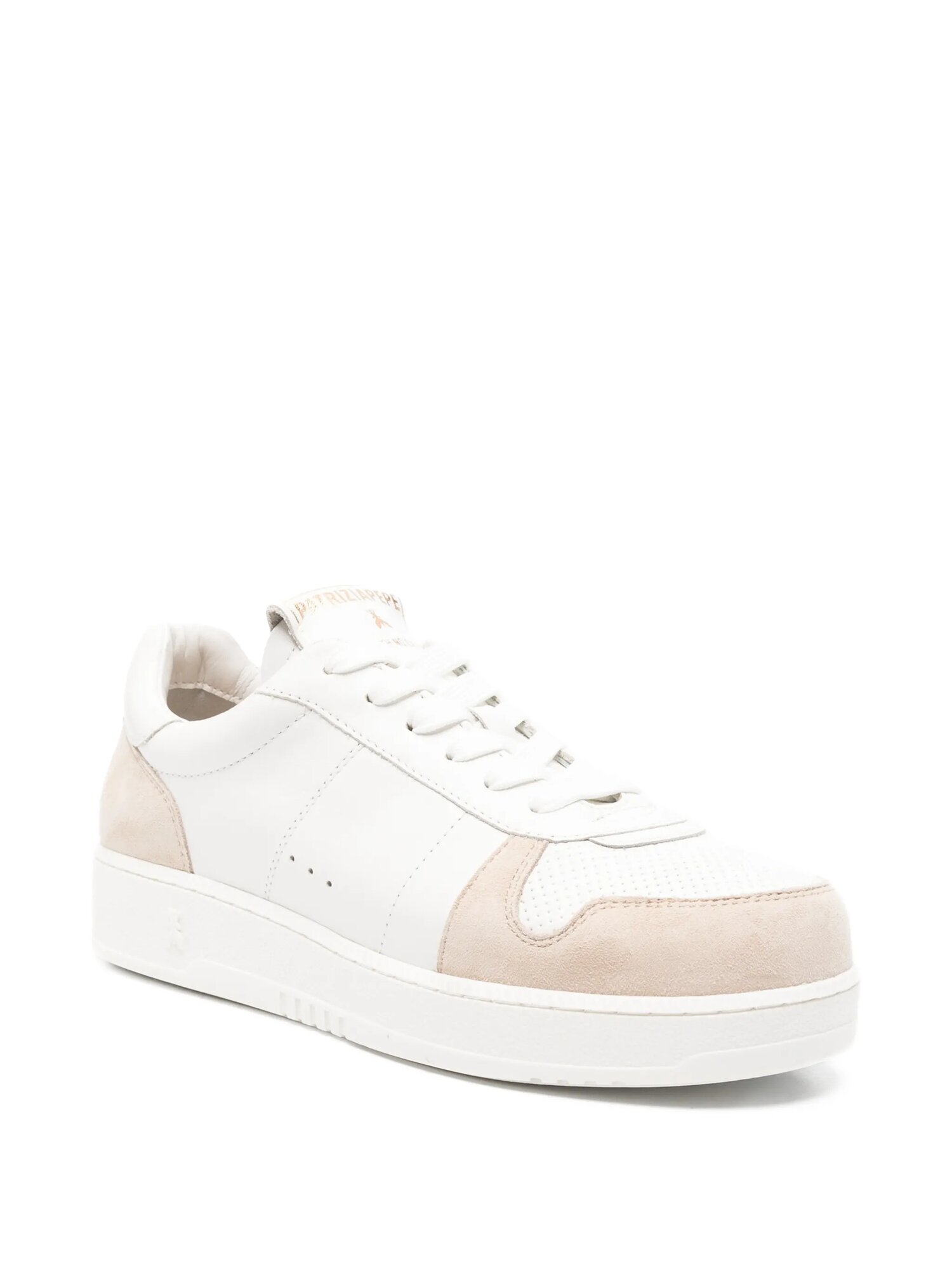 Кроссовки PATRIZIA PEPE Suede-panelled leather sneakers, размер 36 EU, бежевый/белый — фото 1