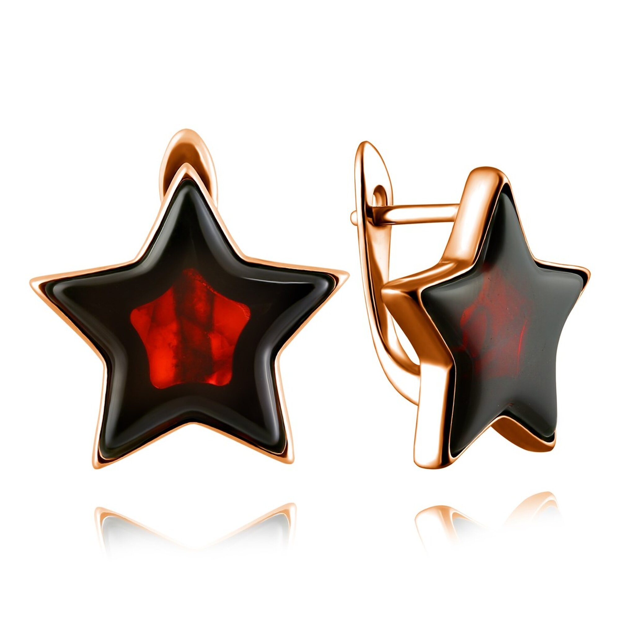 Серьги, серебро, 925 проба, золочение, янтарь