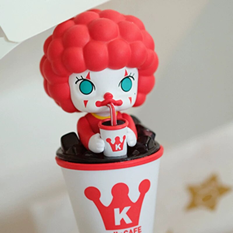 Фигурка-блюдо с коллекцией POP MART MOLLY, тема «Быстрая еда», 10 см, нераспечатанная коробка, подарок