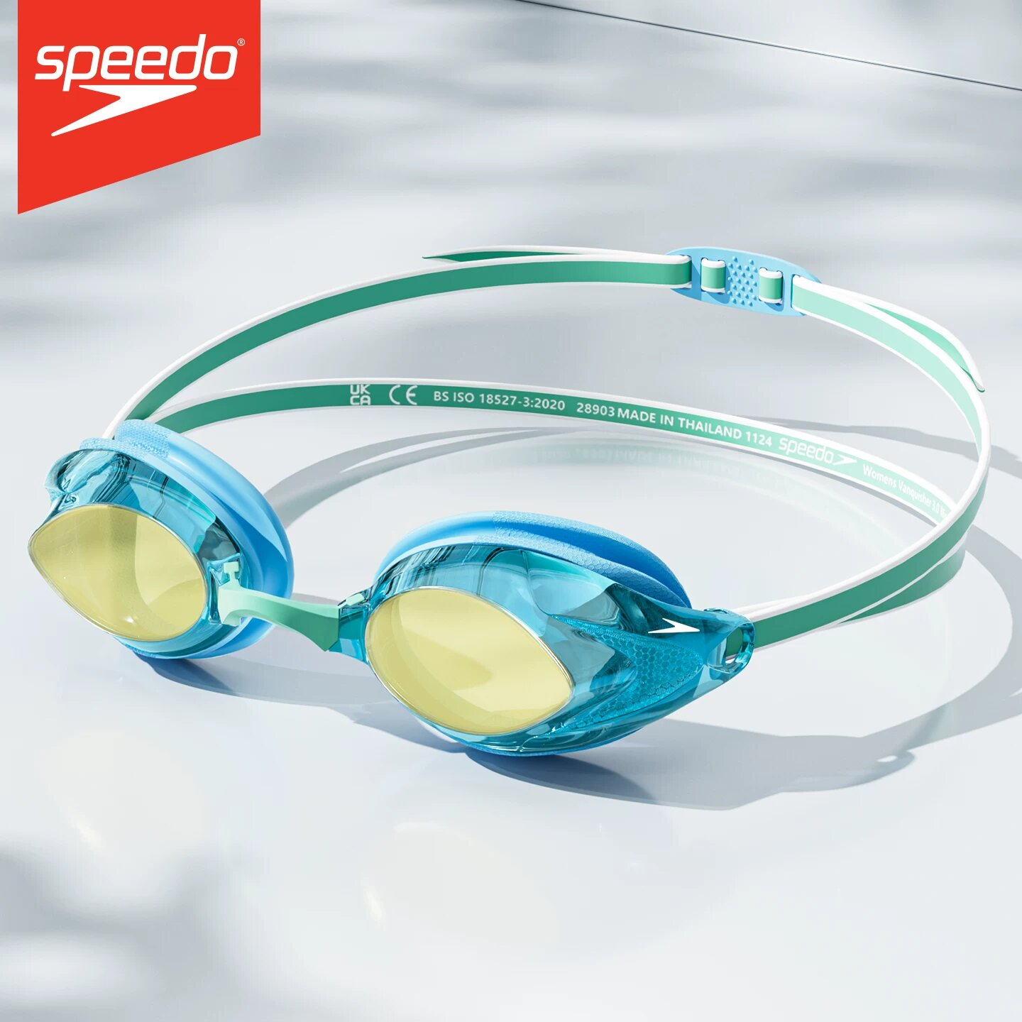 Женские купальные очки Speedo V3 с академической кнопкой и небесно-голубым, антизапотевшее покрытие