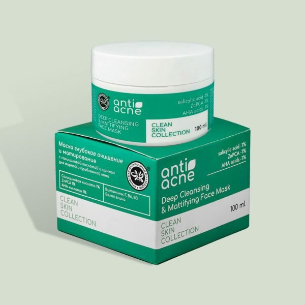 Маска глубокое очищение и матирование anti-acne для жирной и проблемной кожи CLEAN SKIN COLLECTION, 100 мл