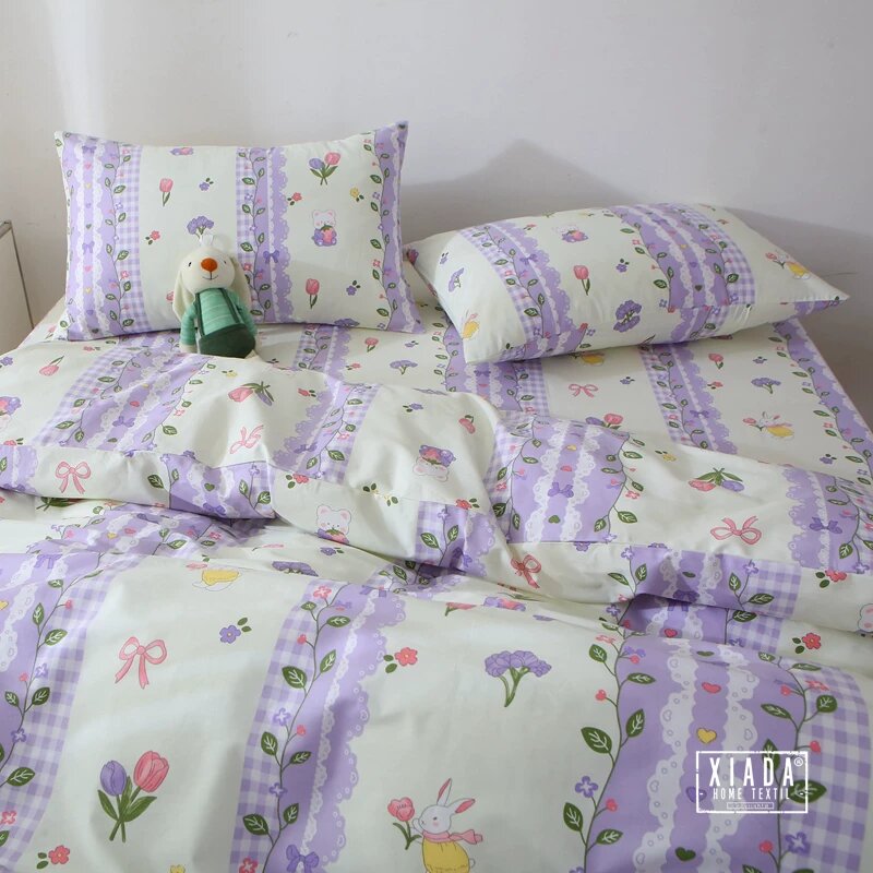 Xingdai Purple Bunny, осенне-зимний пододеяльник из чистого хлопка, цельный пододеяльник 150x200x230, хлопковое