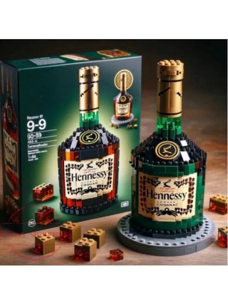 Забавная Игрушка Для Сборки Бутылки Виски Коньяк Hennessy Кубики пластик