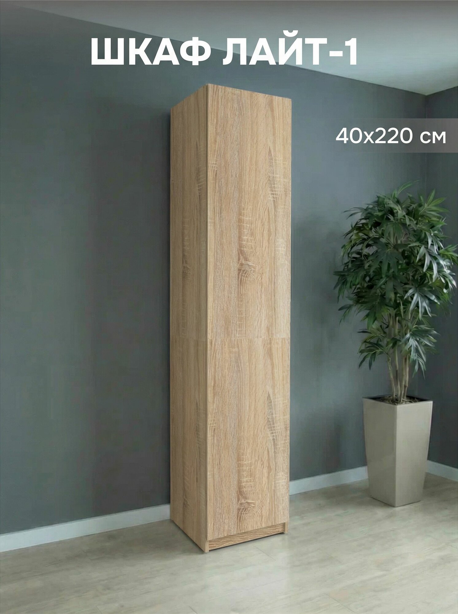 Шкаф распашной, 40х52х220 см, Дуб Бардолино