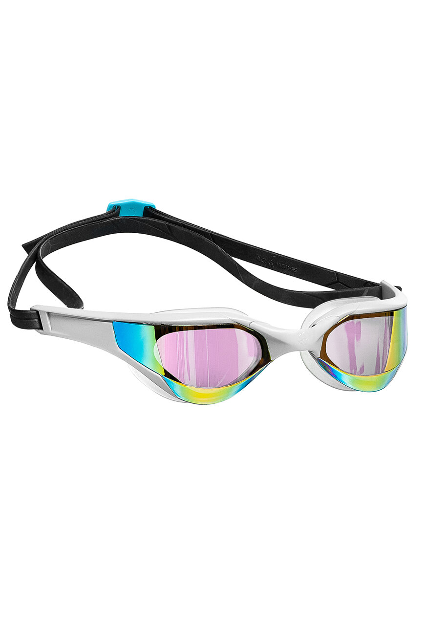 Очки для плавания MAD WAVE Razor Nano rainbow, покрытие Antifog Nano, покрытие rainbow от бликов, цвет белый