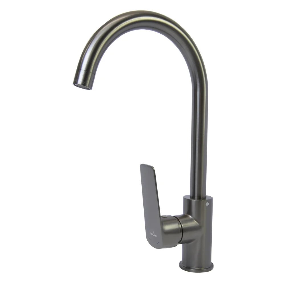 Смеситель для кухни 35k MIXLINE ML15-031GR высокий излив б/отв боковая п/гайку (без подводки) графит