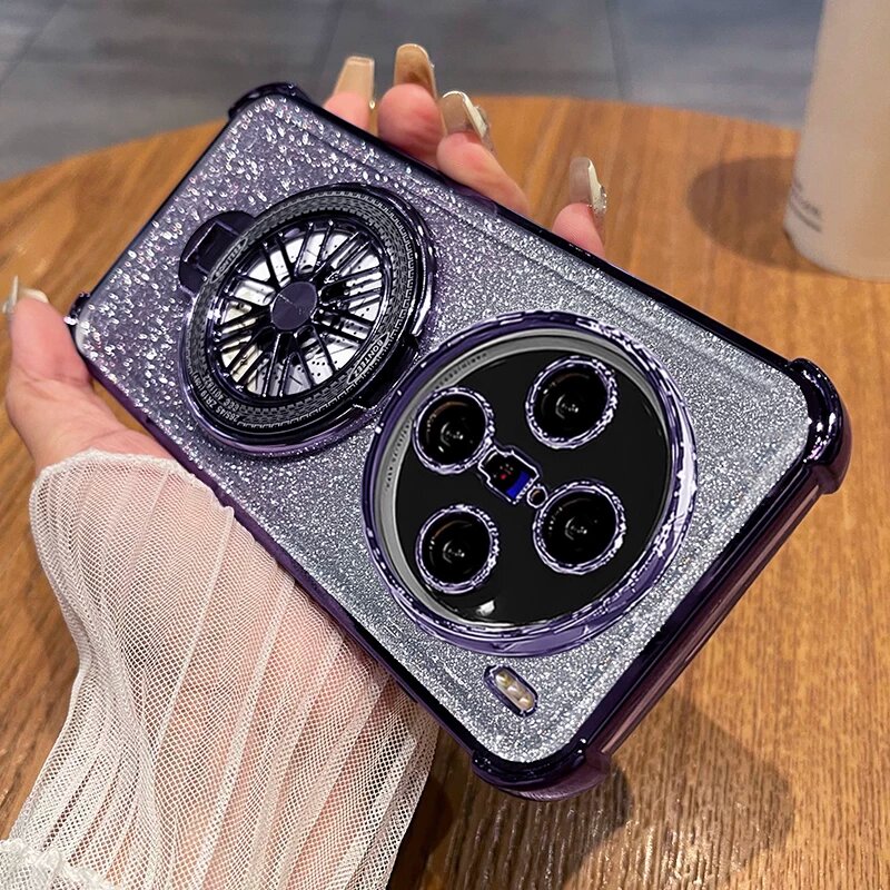 Прозрачная мягкая чехол для телефона vivo X100 Pro - Shimmer Midnight Purple с защитой объектива, включая полный экран,