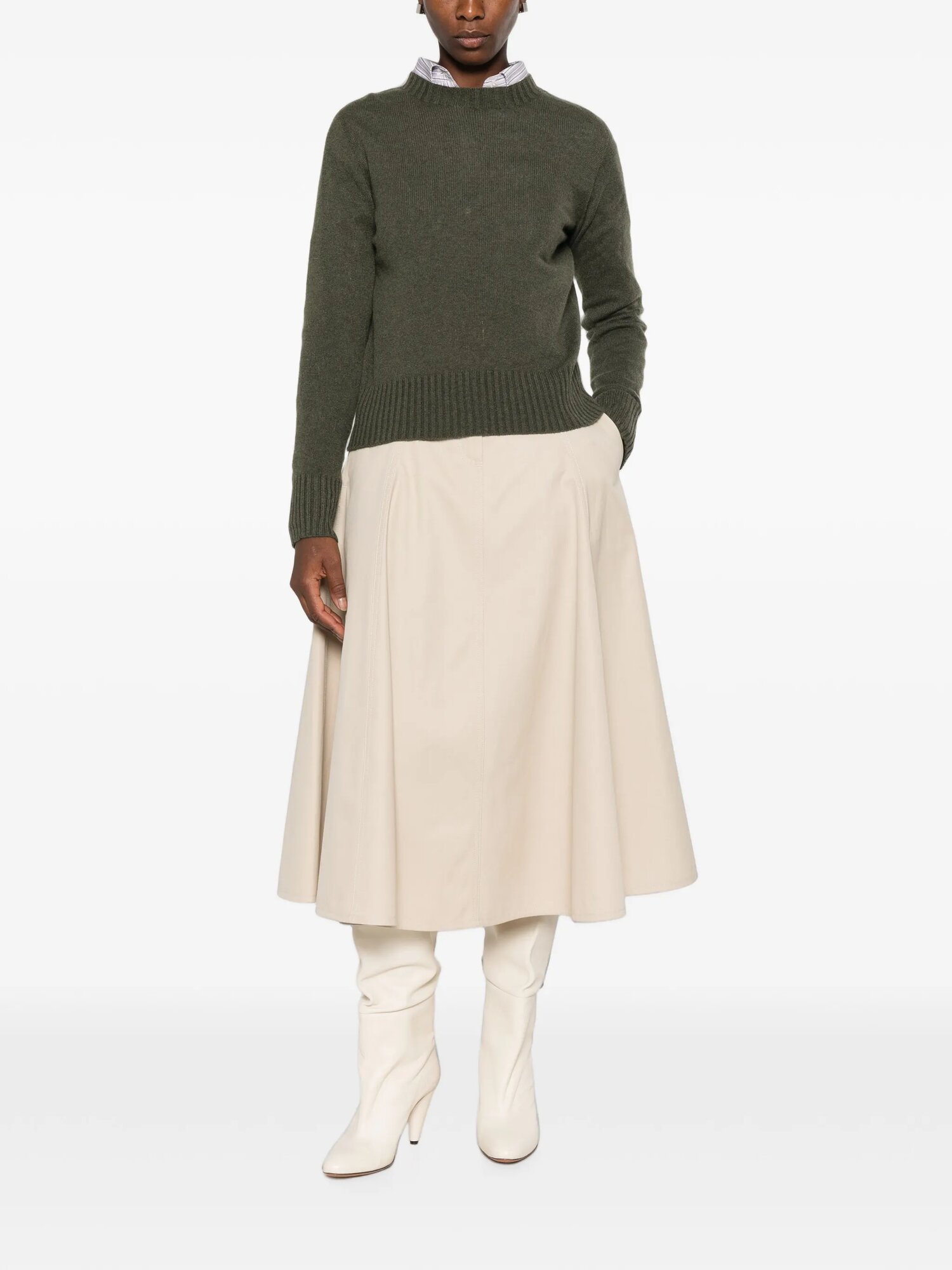Свитер ARAGONA Long-sleeve ribbed-trim sweater, размер 40 — фото 1