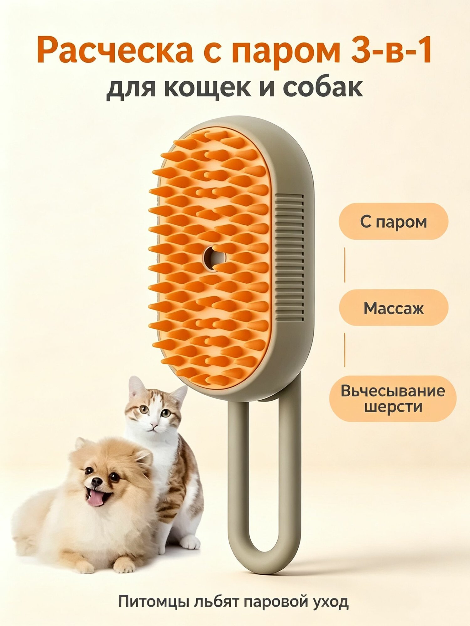 Паровая щетка для кошек и собак, массажная расческа для животных с паром, 3-в-1 щетка для вычесывания шерсти паровая расческа для животных массажная щетка щетка-расческа