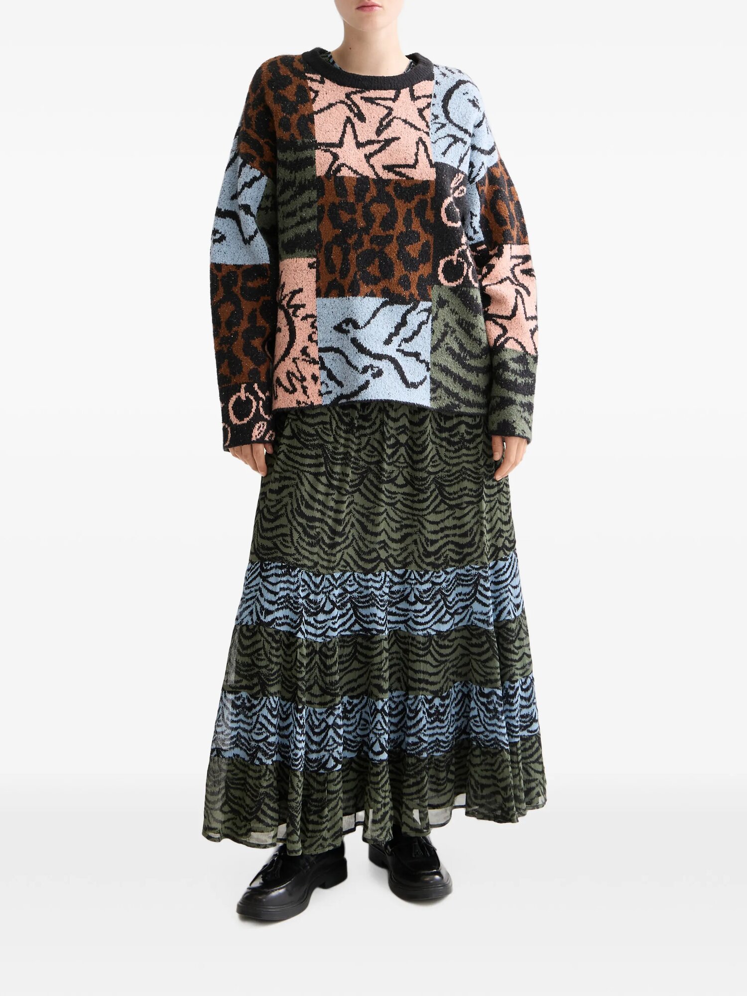 Свитер SCOTCH & SODA Patchwork intarsia-knit sweater, размер 44 — фото 1