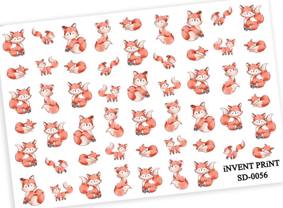 INVENT PRiNT наклейки для ногтей, Животные Лисичка Лиса, WSD-56