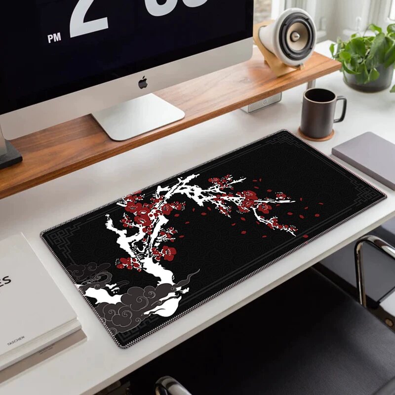 GM Ink Blossom Дизайн с цветом сливы водонепроницаемая коврик для мыши для ноутбука и офиса 90x40см 4мм толщина