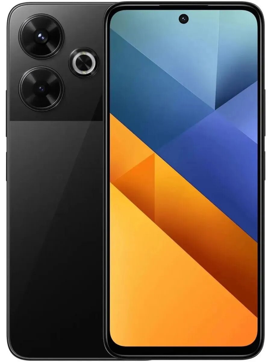 Смартфон POCO M6 6 ГБ/128 ГБ Черный Ростест, NFC, камера 108+2 Мп, экран 6.79" — фото 1